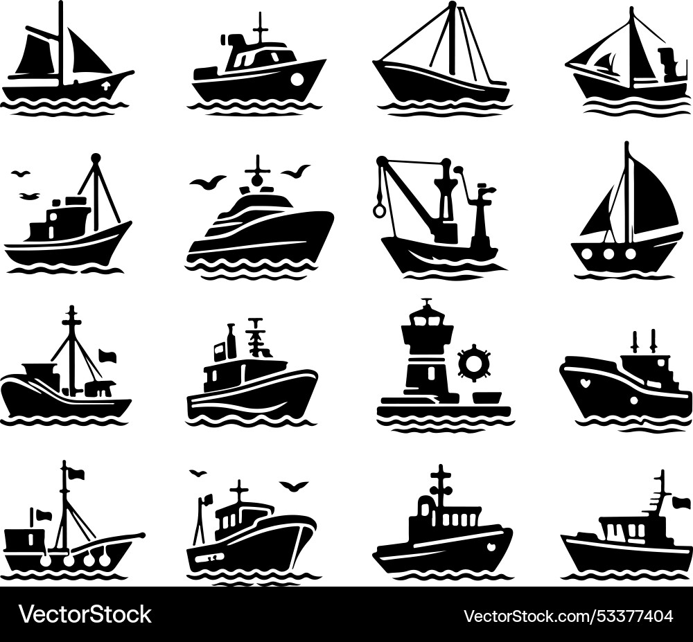 Ship and boat icons - classic series Royalty Free Vector