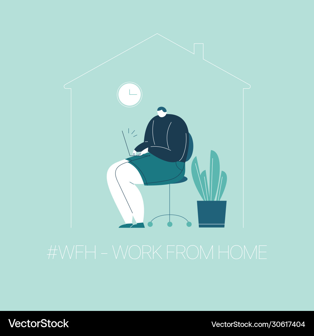 Wfh - work from home office an employee Royalty Free Vector