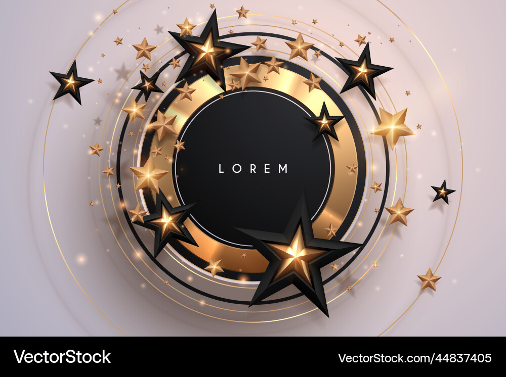Abstract black and gold circle background Vector Image
