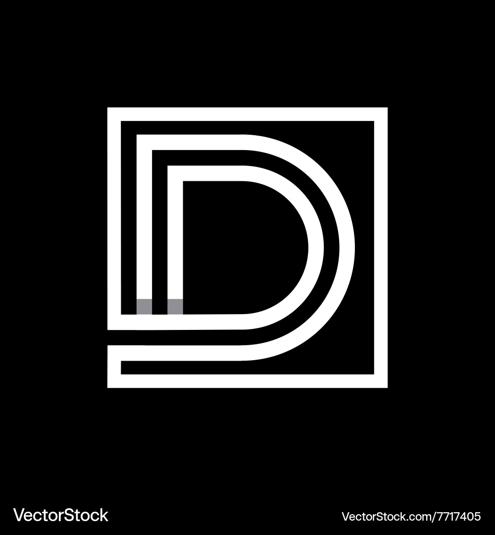 Capital letter d monogram logo emblem Royalty Free Vector