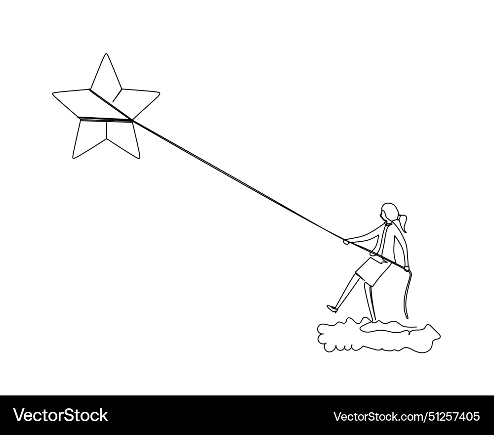 Continuous single one line businesswoman pulling Vector Image