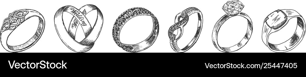 Elegant Wedding Ring Set Royalty Free Vector Image