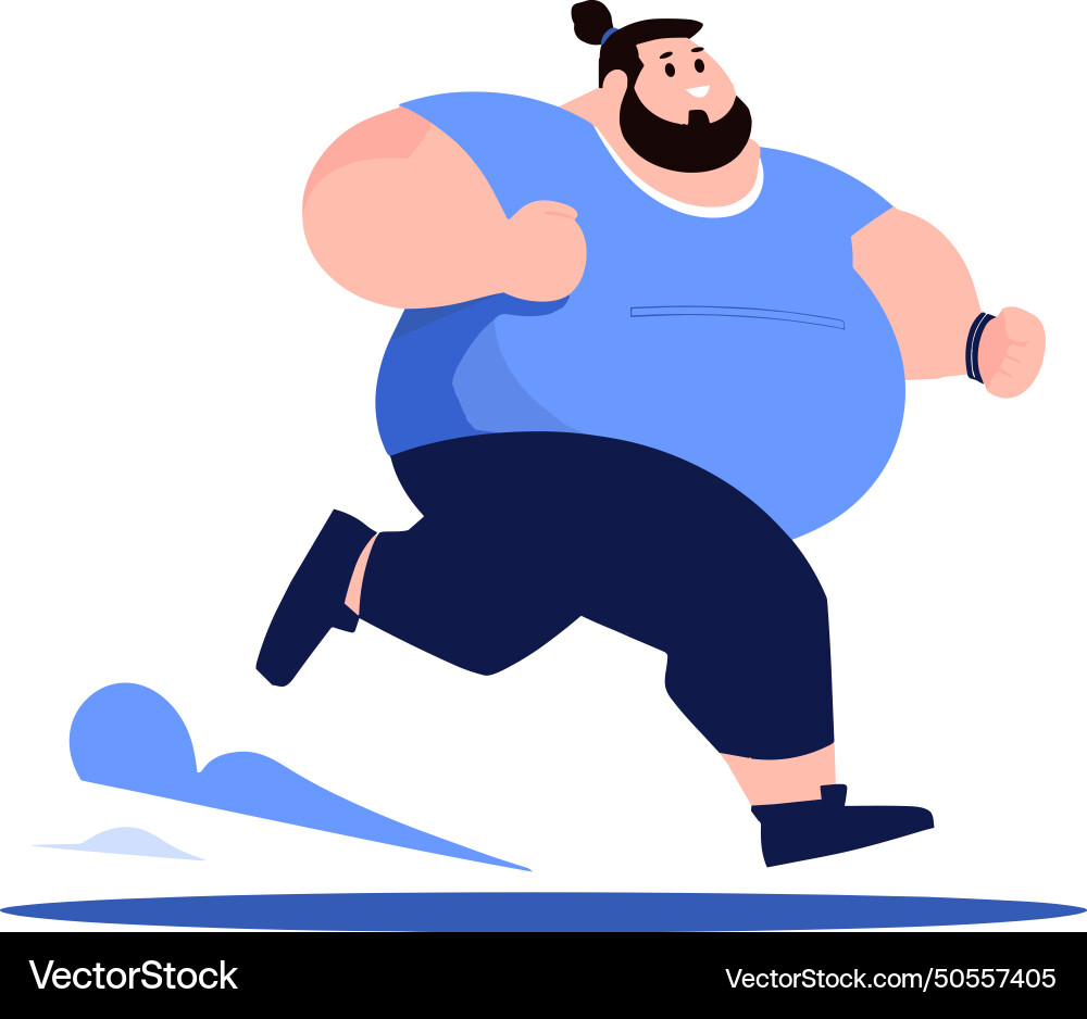 Fat man running flat style isolate on background Vector Image