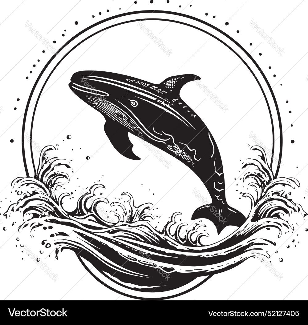 Maritime monarch whale symbol design tranquil Vector Image