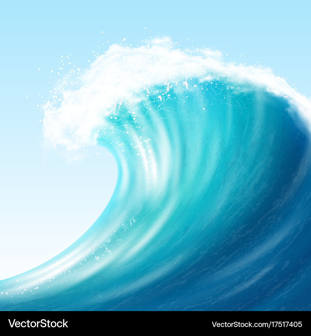 Realistic sea big wave Royalty Free Vector Image