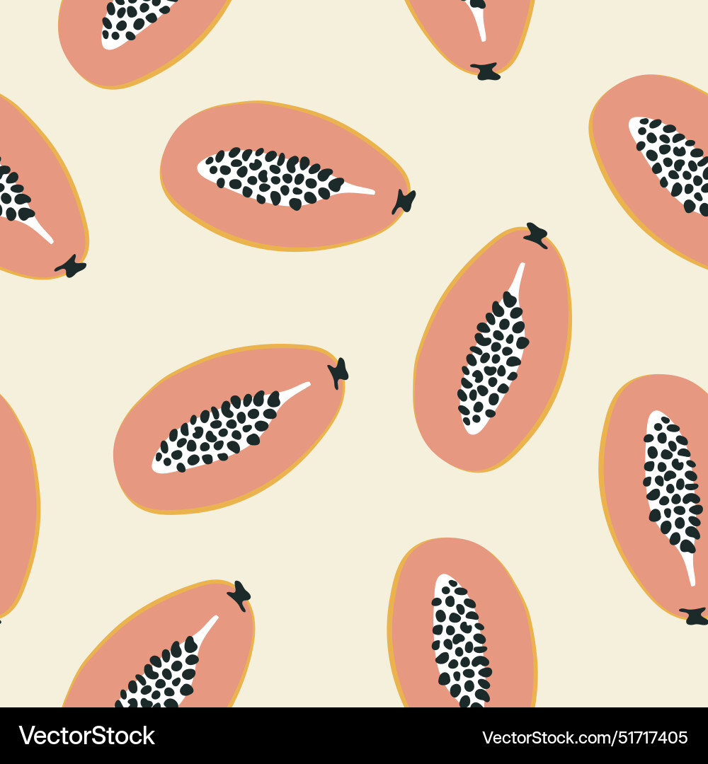 Trendy seamless pattern with papaya fruit Vector Image