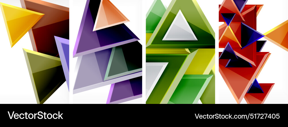 Triangle composition poster background set Vector Image