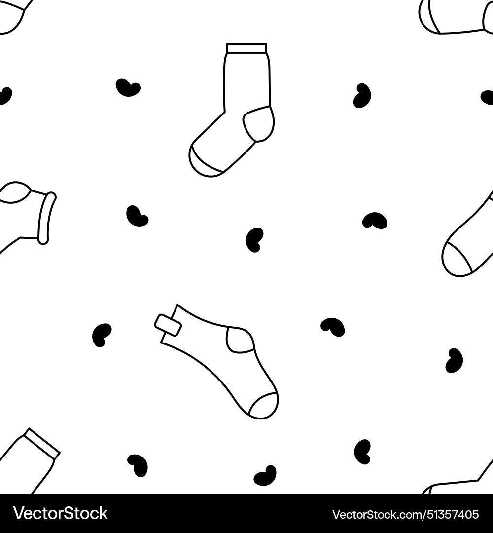 Winter socks seamless pattern coloring page Vector Image