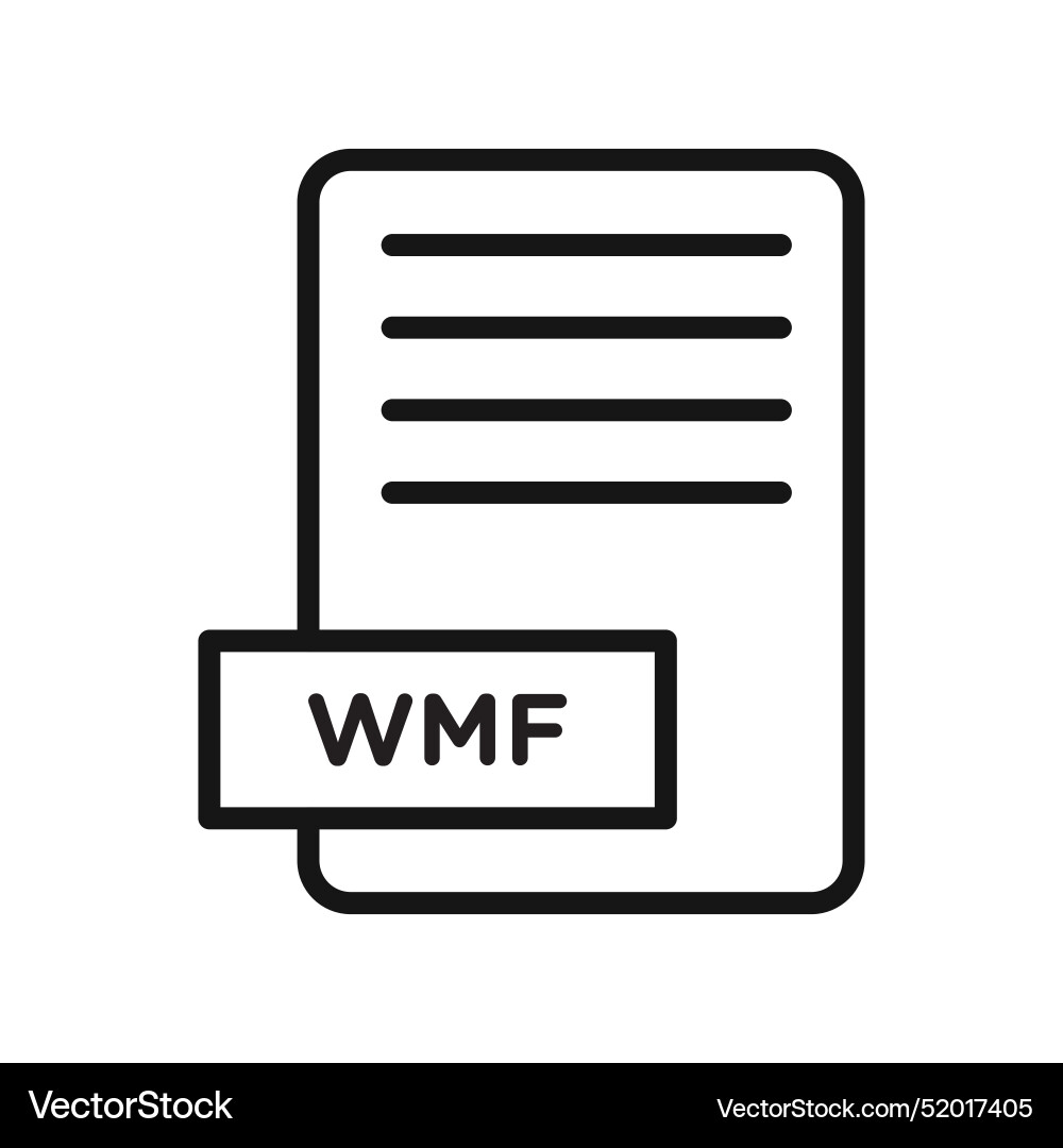 Wmf file document icon black line art Royalty Free Vector