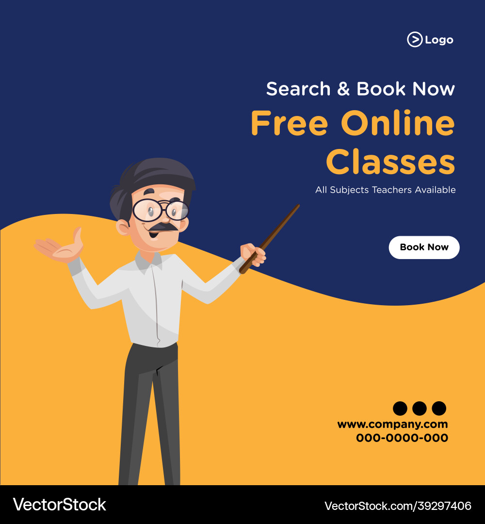 Banner design of free online classes Royalty Free Vector