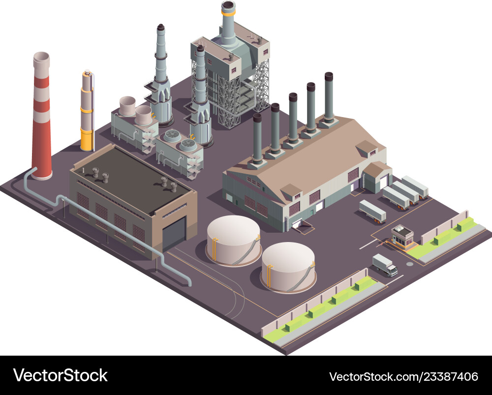 Industrial factory site composition Royalty Free Vector