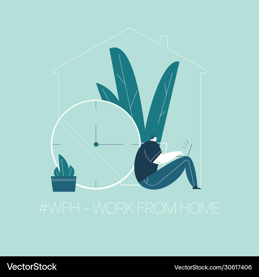 Wfh - work from home office an employee Royalty Free Vector