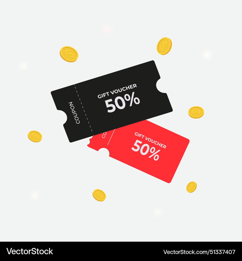 3d vouchers with golden coins Royalty Free Vector Image