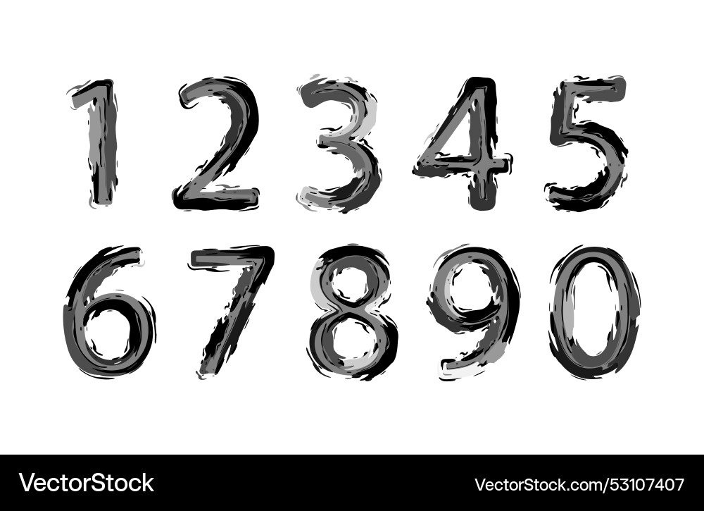 Calligraphic paint numbers brush lettering Vector Image