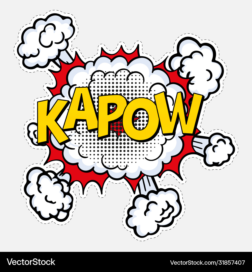 Comic Pop Art with Kapow Speech Bubble Royalty Free Vector