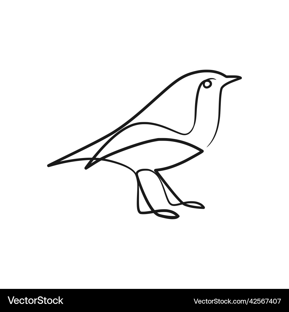 Continuous one line art drawing of bird Royalty Free Vector