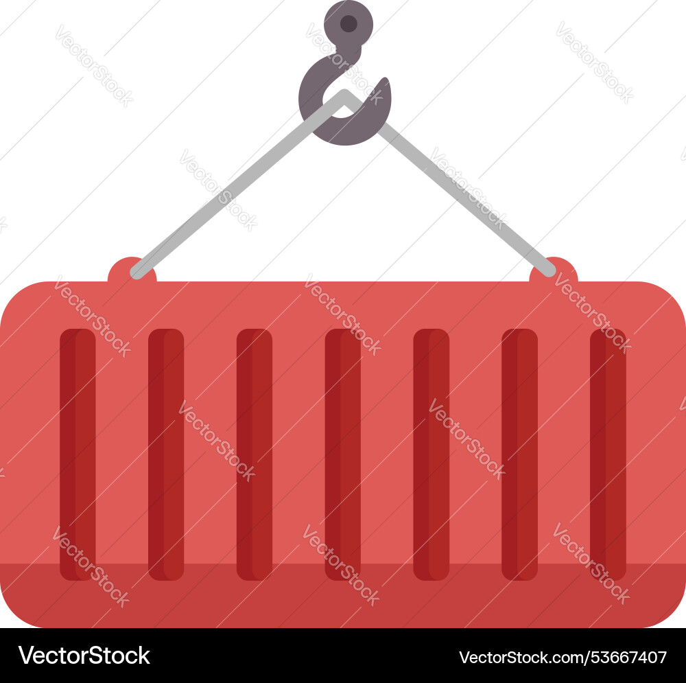 Crane hook lifting red intermodal container Vector Image