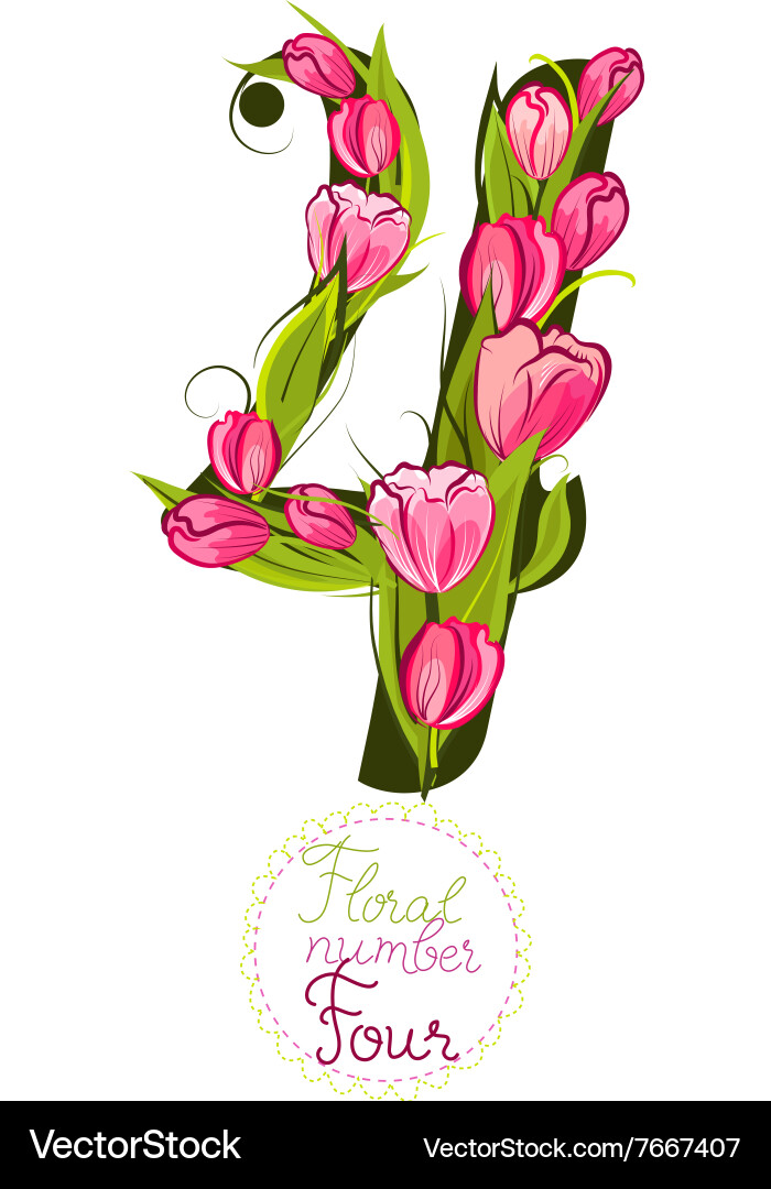 Floral Number Four Royalty Free Vector Image - VectorStock