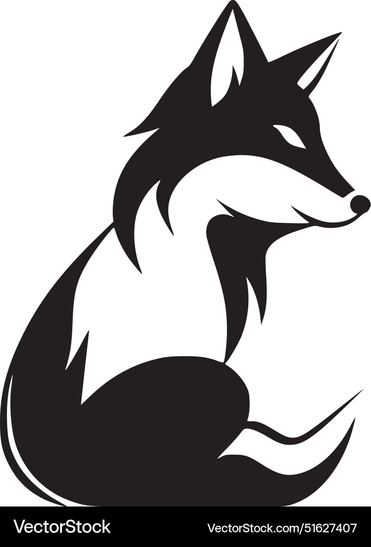 Fox - black and white Royalty Free Vector Image