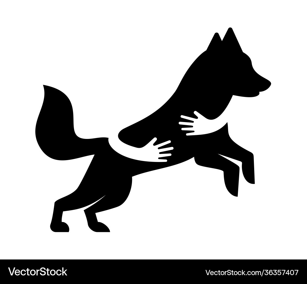 Hands hug dog logo Royalty Free Vector Image - VectorStock