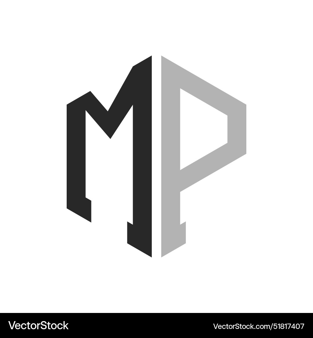 Modern unique hexagon letter mp logo design Vector Image