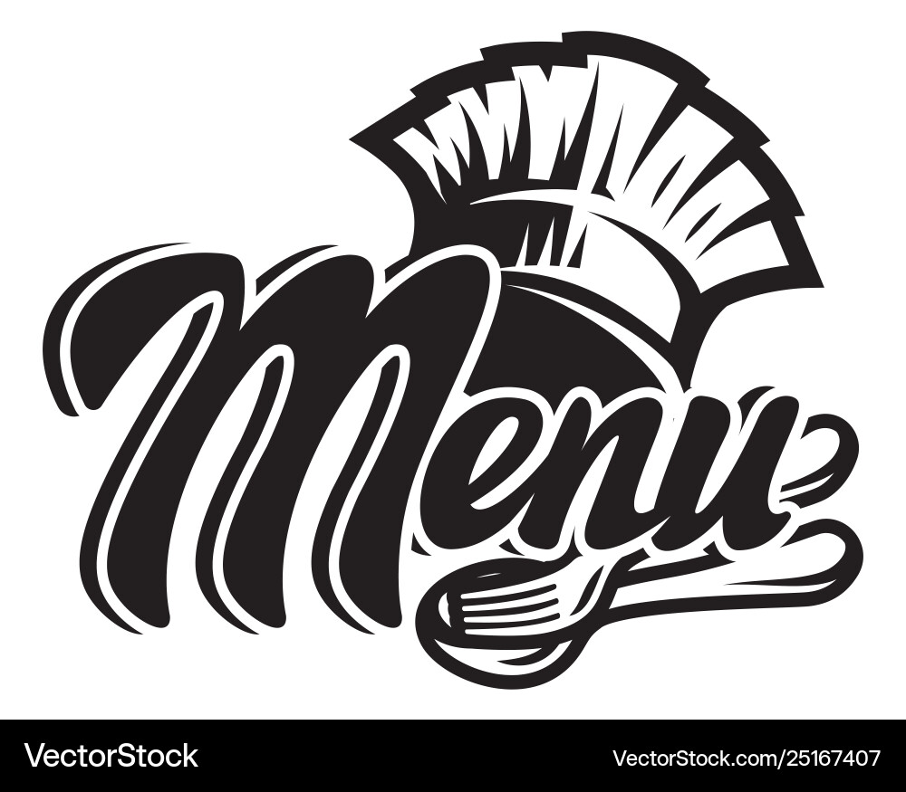 Monochrome template for a menu with chef Vector Image