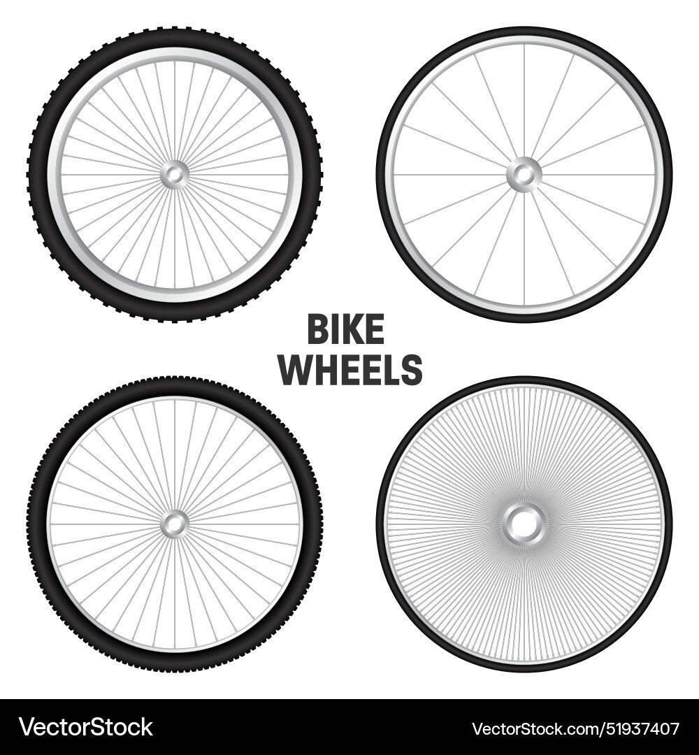 Realistic 3d bicycle wheels bike rubber tyres Vector Image