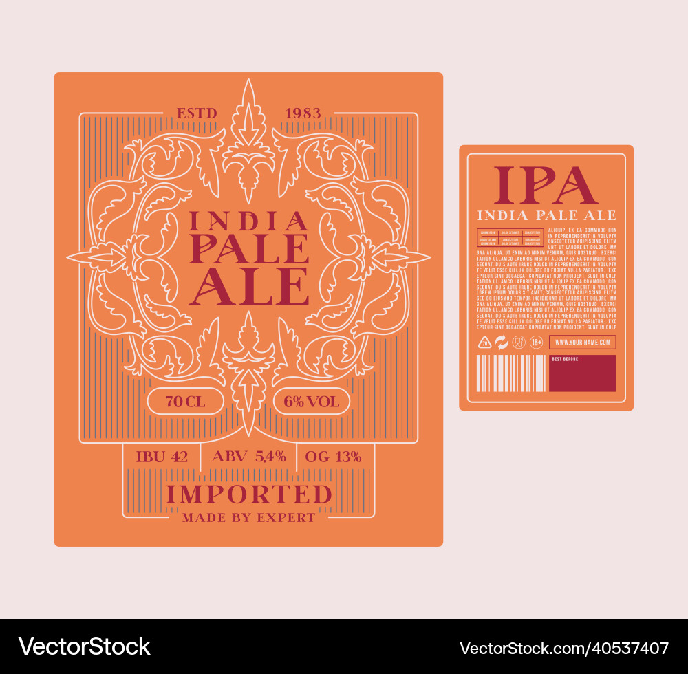 Template decorative label for craft beer Vector Image