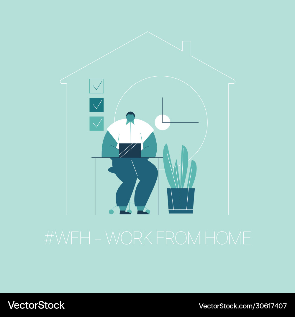 Wfh - work from home office an employee Royalty Free Vector