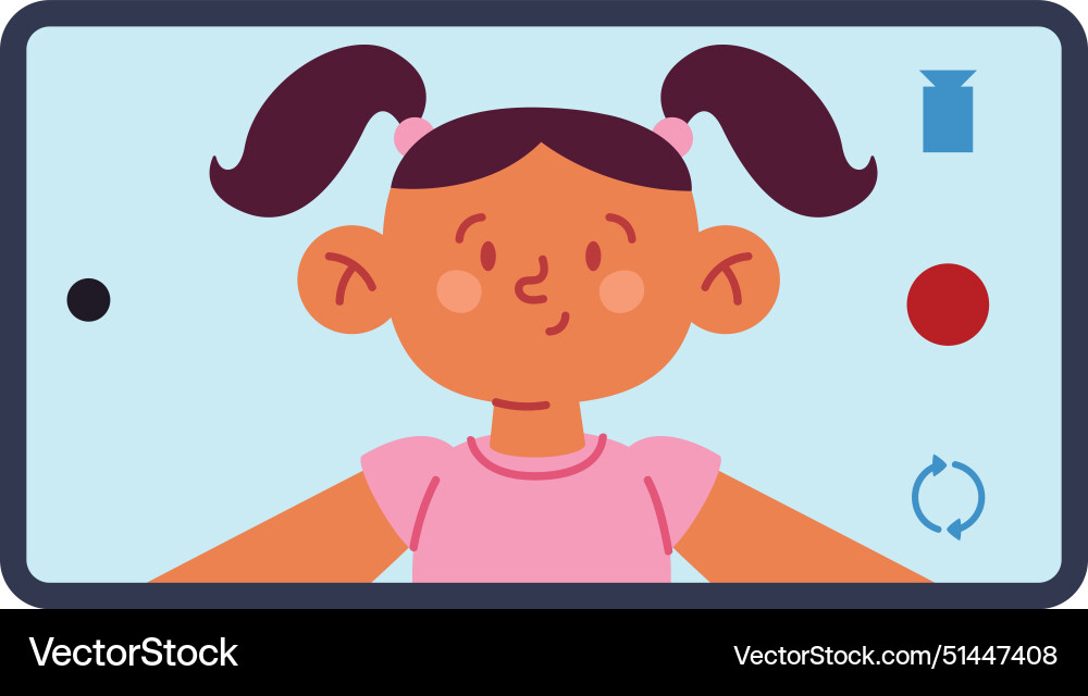 Cute little girl using her phone Royalty Free Vector Image