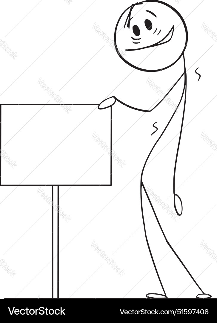 Drunken person holding empty sign cartoon stick Vector Image