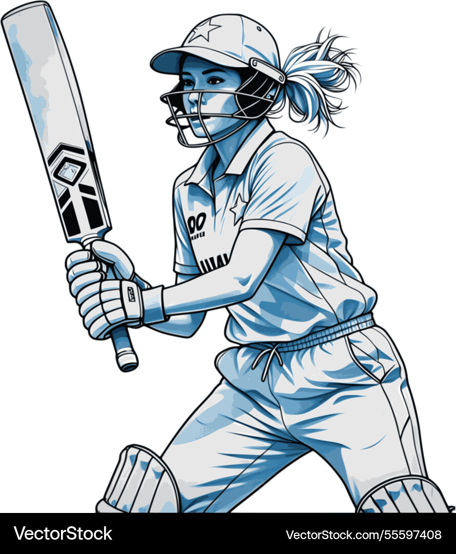 Female cricketer in action Royalty Free Vector Image