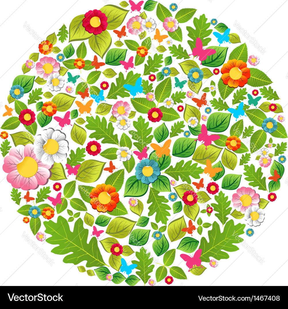 Floral spring and summer circle Royalty Free Vector Image