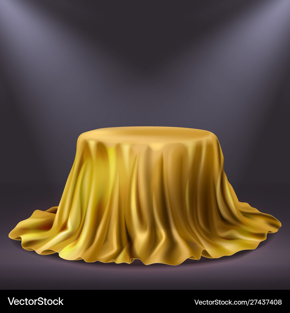Golden Stage Table with Silk Cloth Royalty Free Vector Image