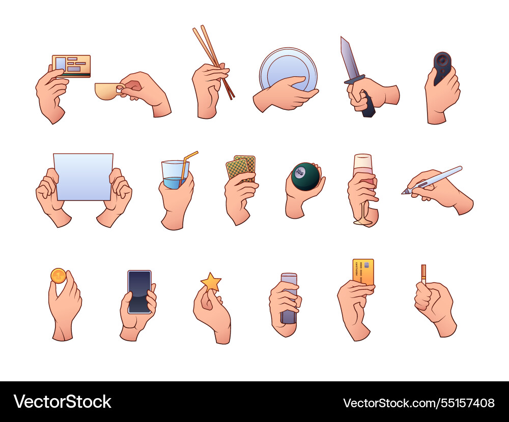 Hands holding objects modern human gestures Vector Image