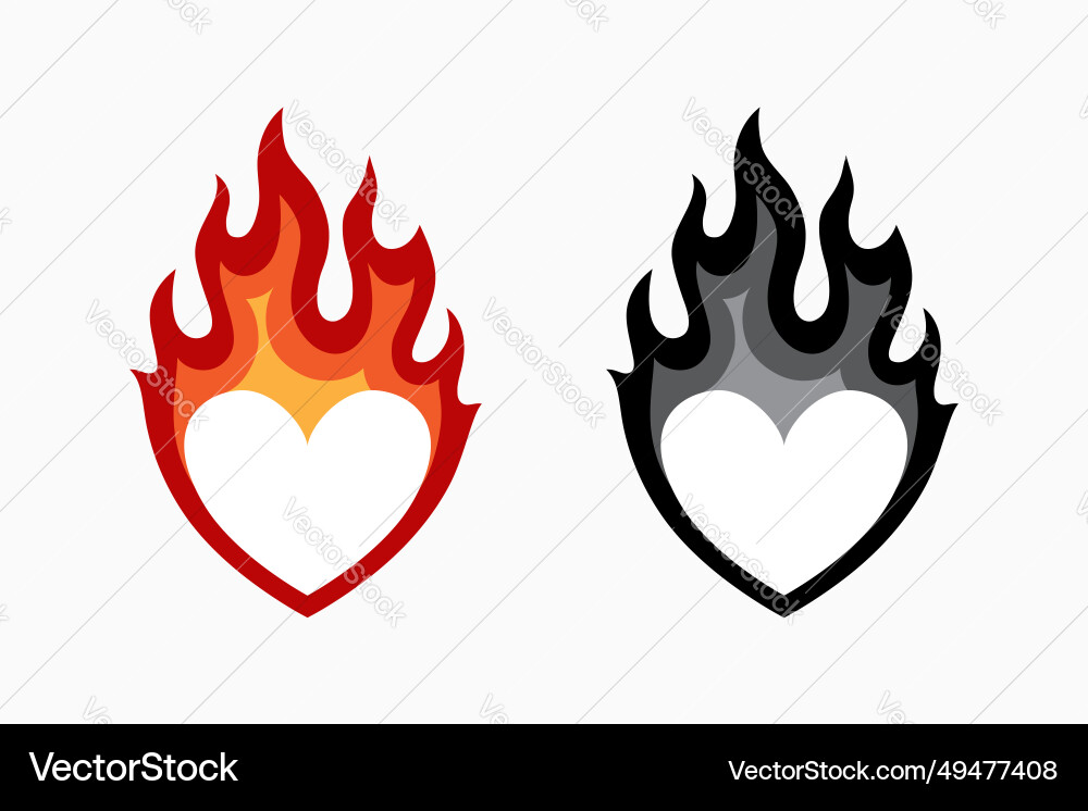 Heart on fire flat Royalty Free Vector Image - VectorStock