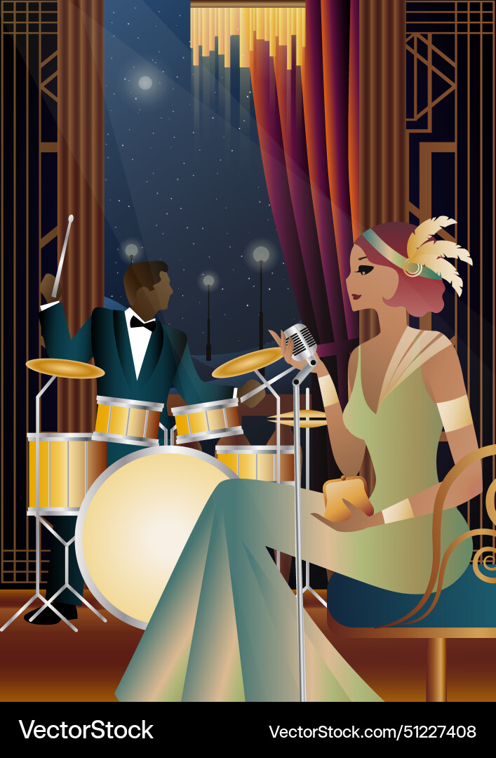 Jazz musicians and singer on a universal Vector Image