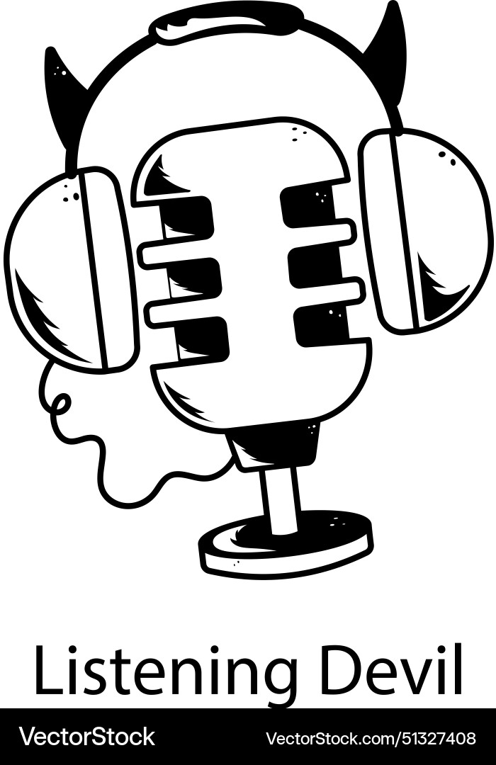 Listening devil Royalty Free Vector Image - VectorStock