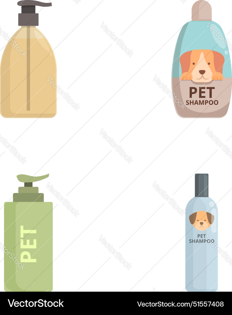 Pet shampoo bottle set Royalty Free Vector Image