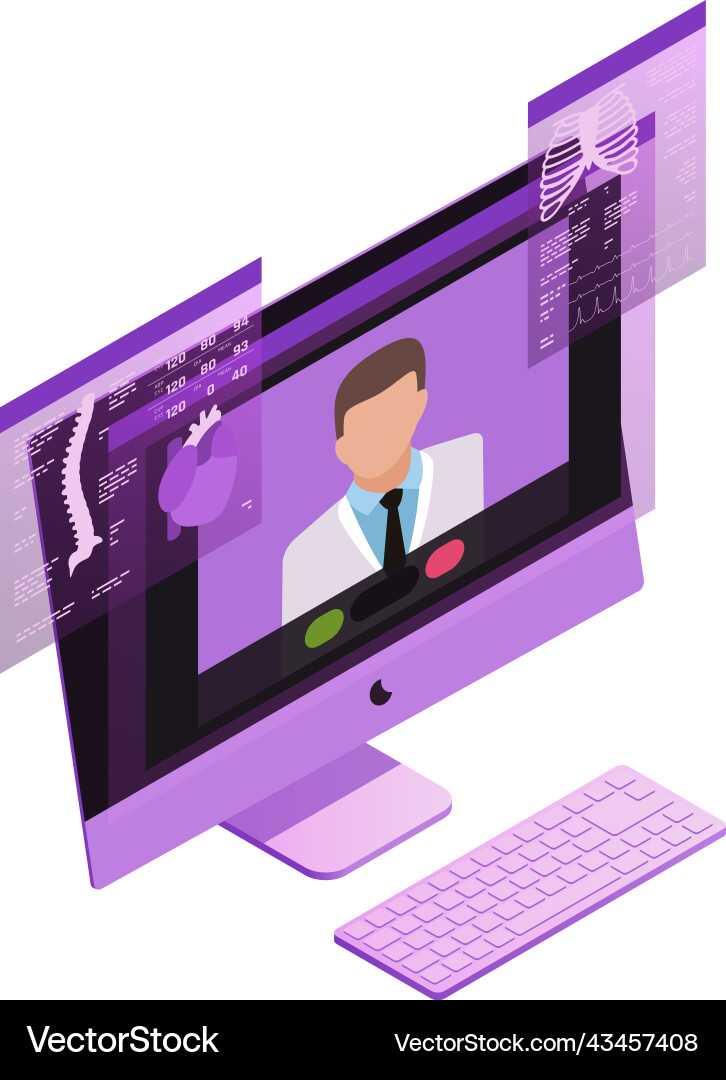 Remote medical specialist composition Royalty Free Vector