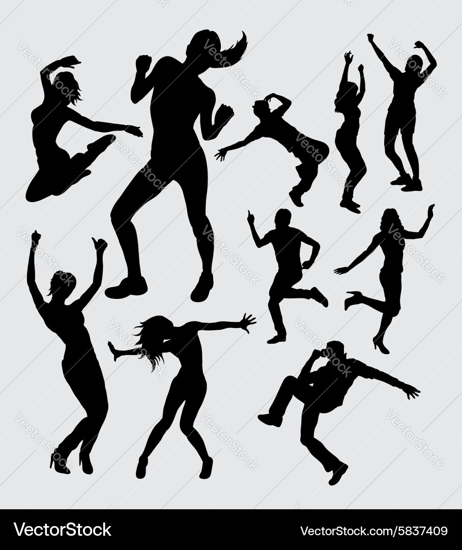 Aerobic dance silhouettes Royalty Free Vector Image