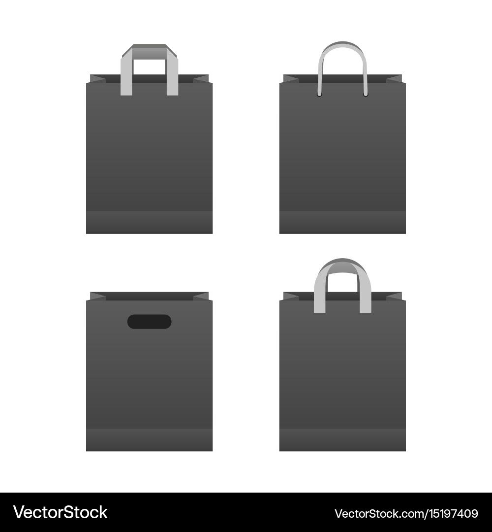 Black paper shopping bag set Royalty Free Vector Image