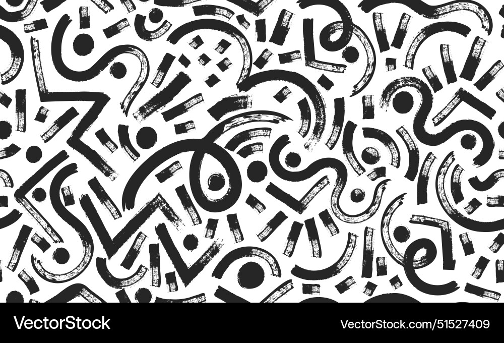 Brush seamless pattern black curved lines Vector Image