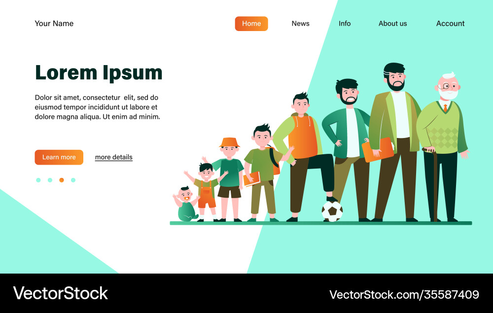 Cartoon man in different age flat Royalty Free Vector Image