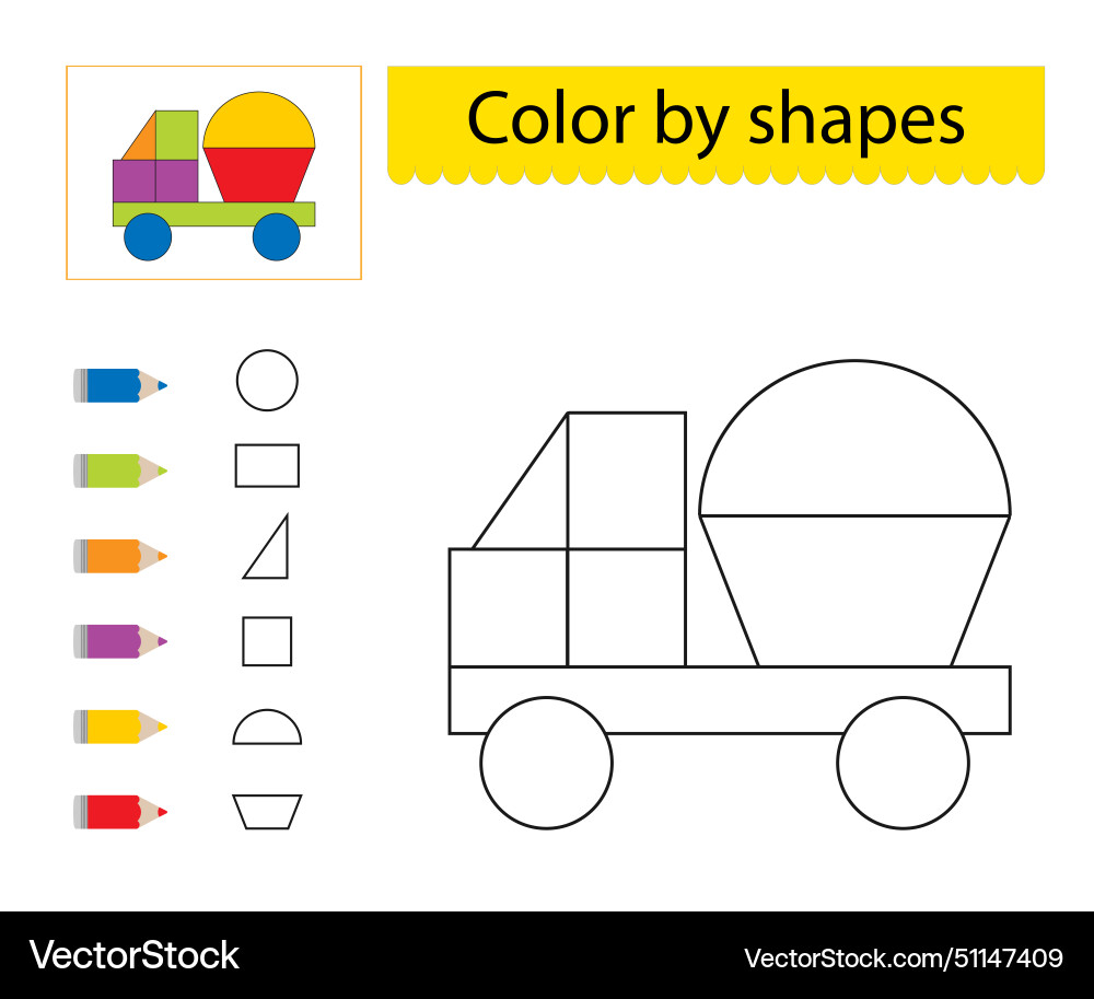 Coloring pages color by shapes for children Vector Image