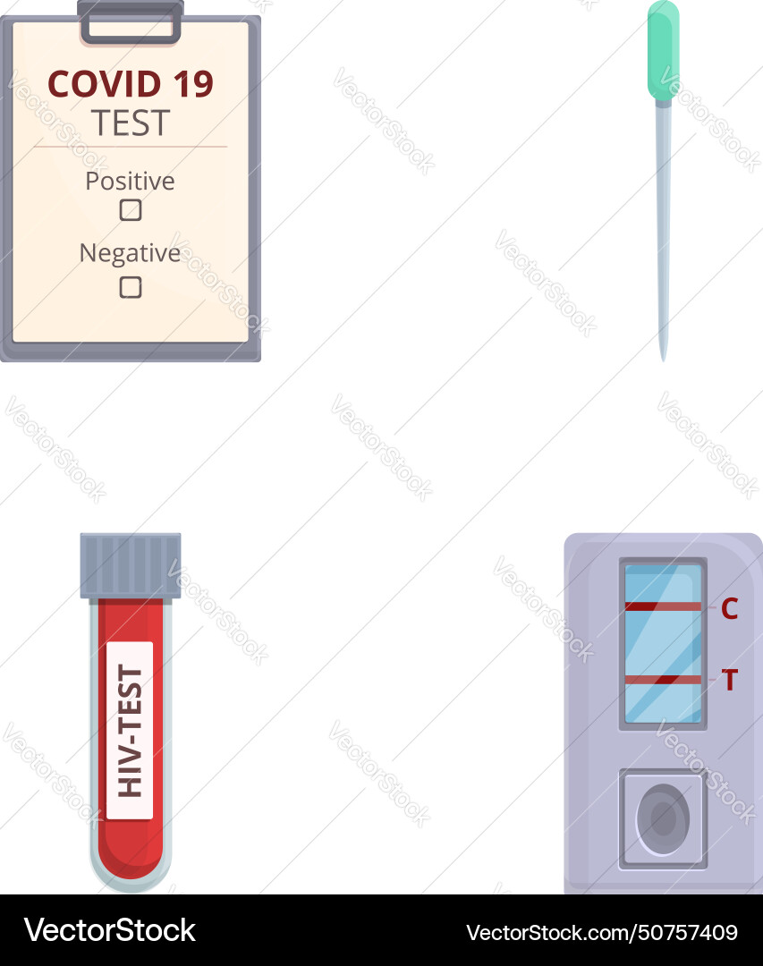 Coronavirus test icons set cartoon Royalty Free Vector Image