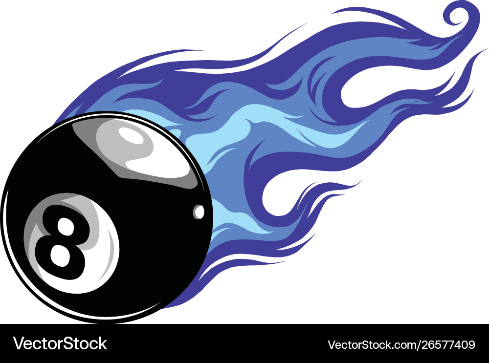 Flaming billiards eight ball cartoon Royalty Free Vector