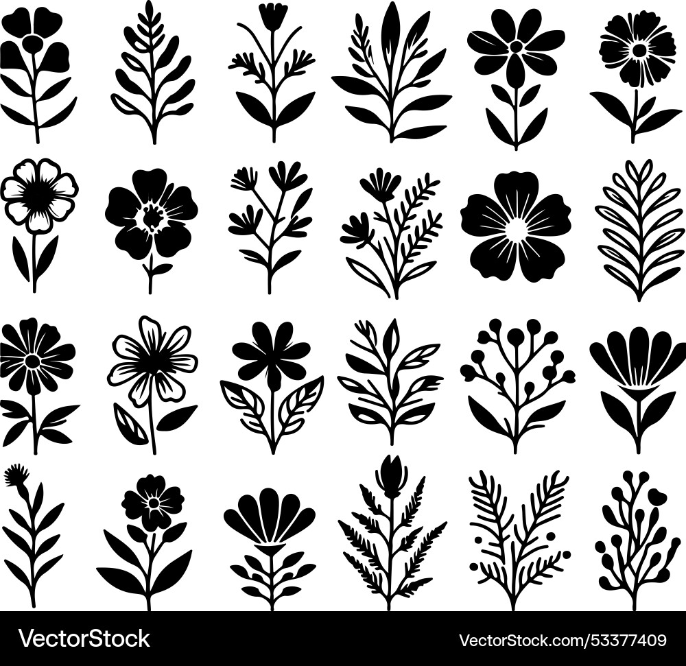 Flower icon set Royalty Free Vector Image - VectorStock