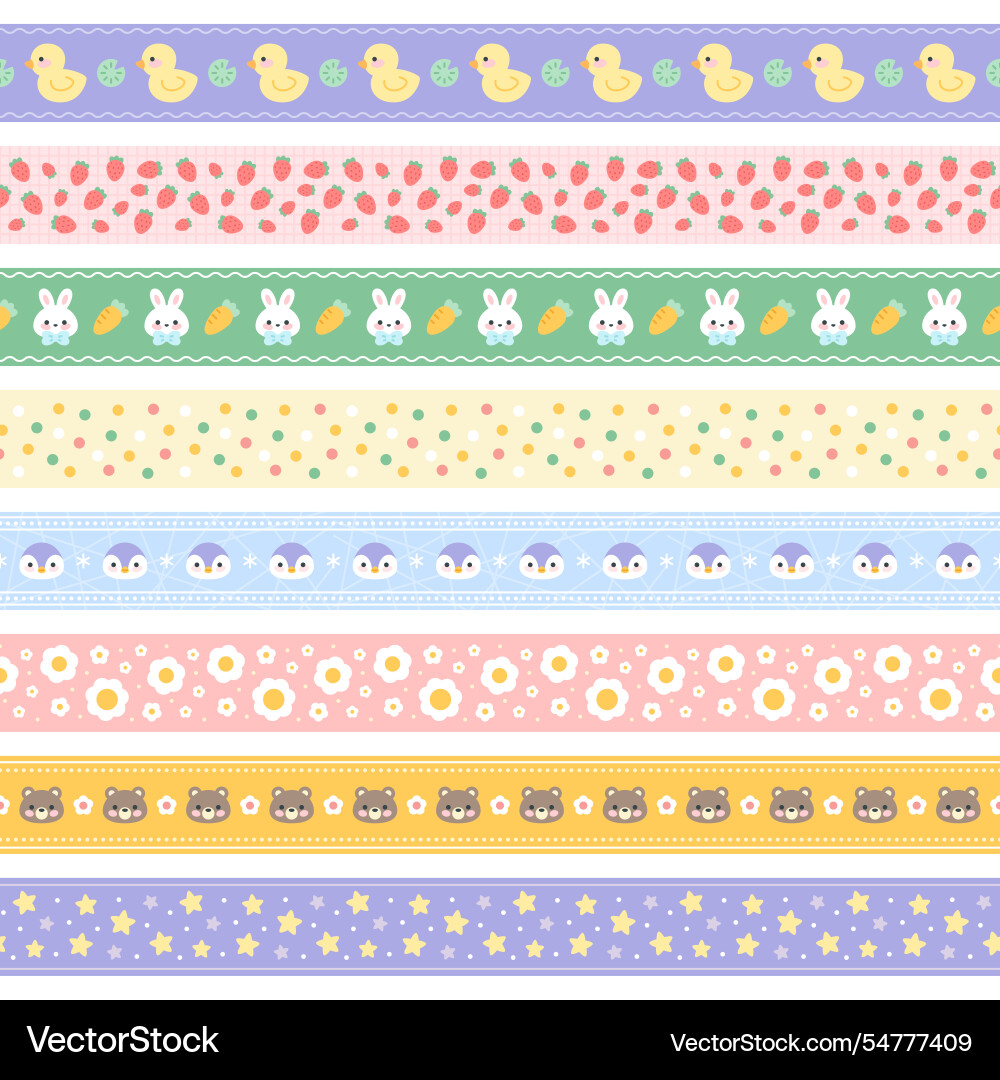 Scrapbooking tapes seamless borders cute Vector Image