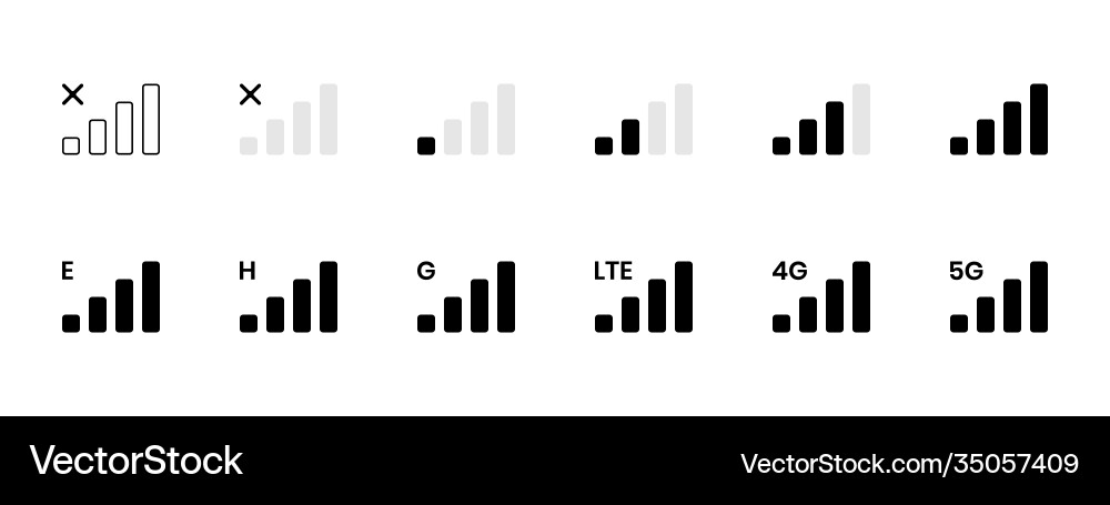 Signal reception bar collection Royalty Free Vector Image